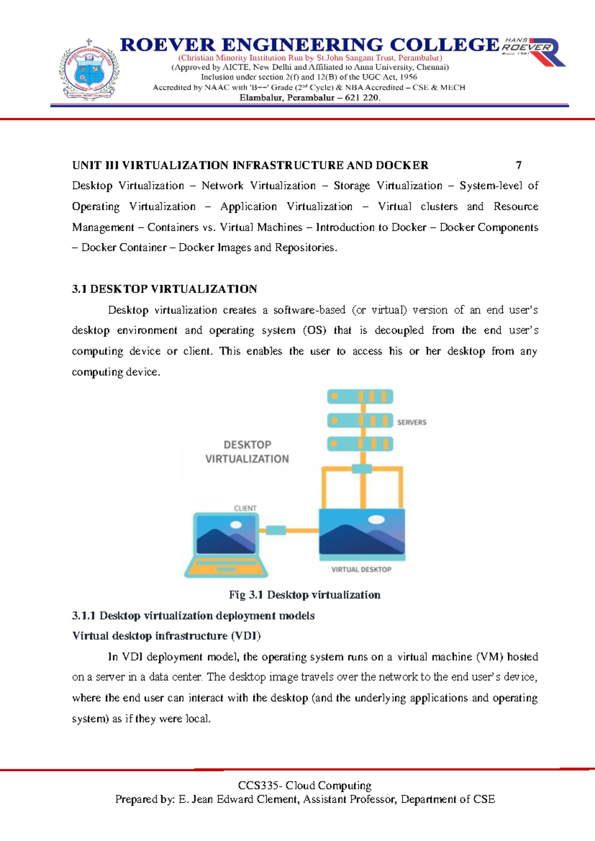 UNIT-III CC - Virtualization Infrastructure & Docker Overview - Studocu