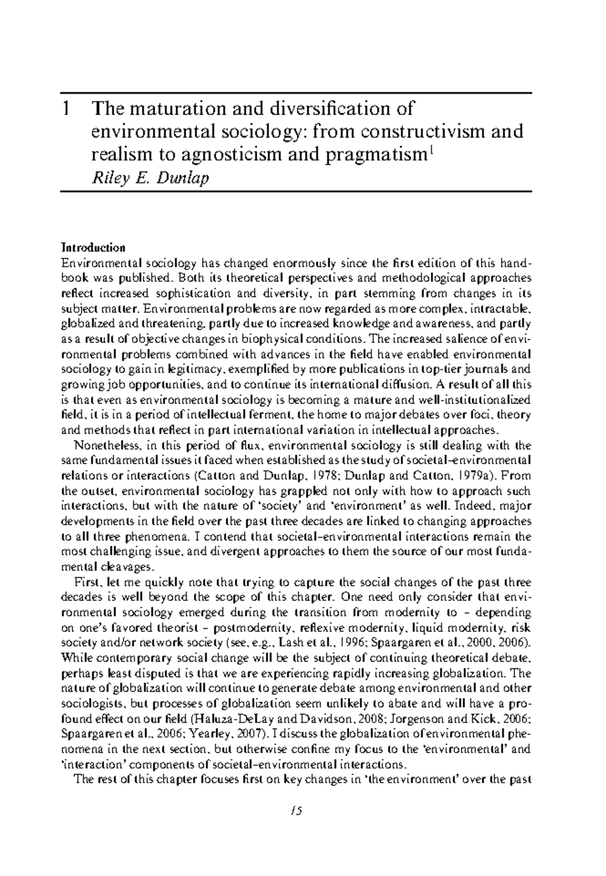 The Maturation and Diversification of Environmental Sociology (ENVS 101 ...