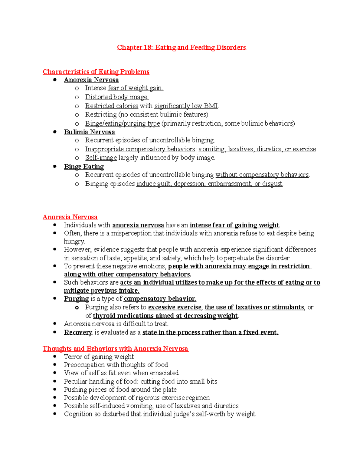 Chapter 18: Psych Notes on Eating and Feeding Disorders - Studocu