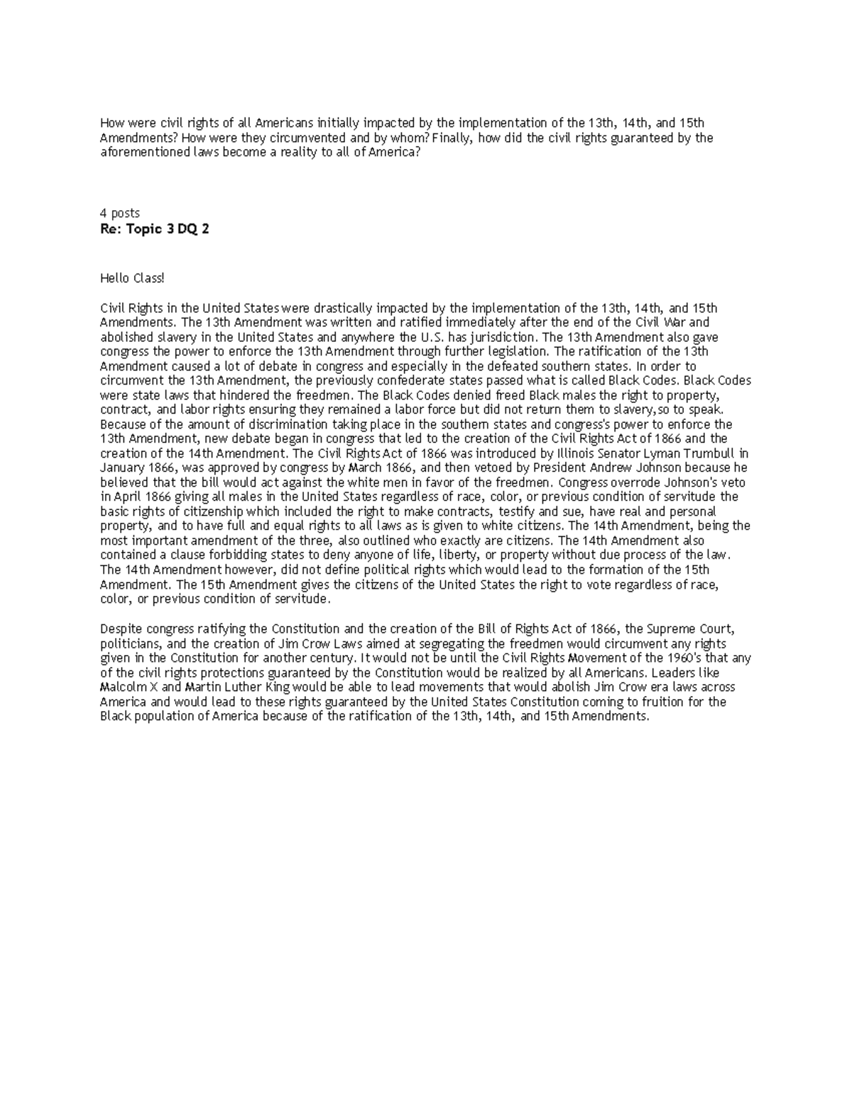 DQ 3 topic 2 - discussion question - How were civil rights of all ...