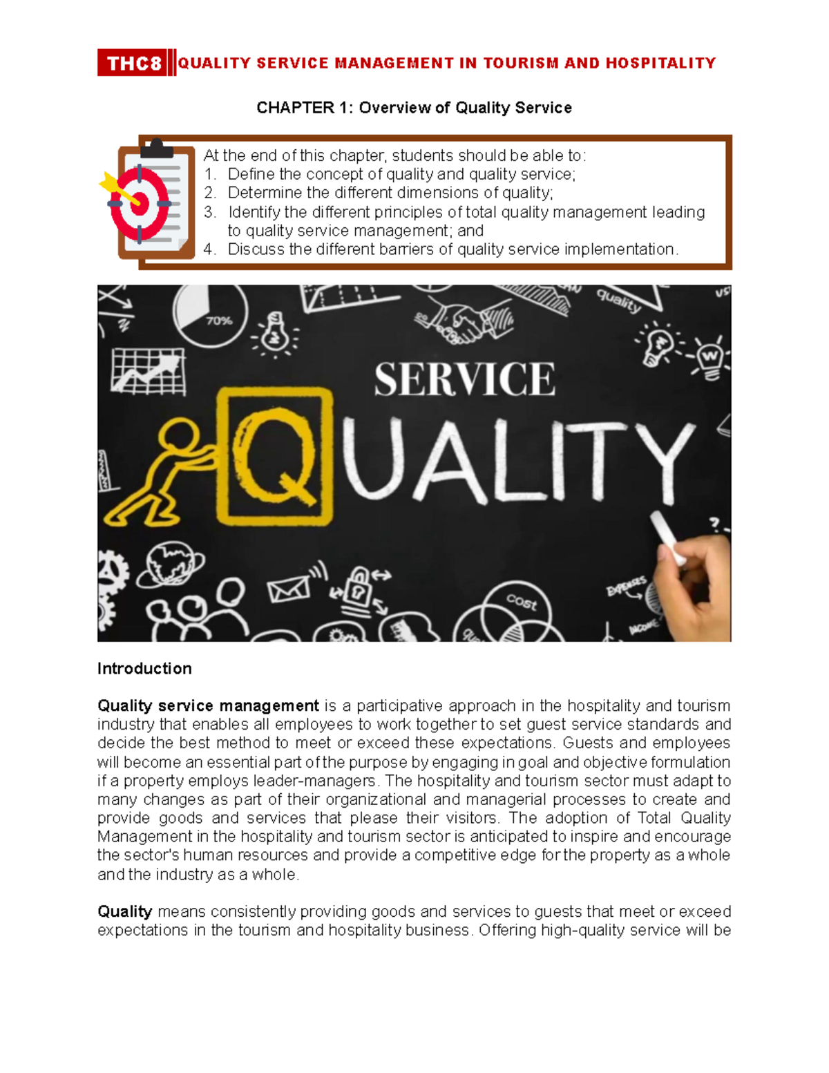 Chapter 1 Overview of Quality Service - At the end of this chapter, students should be able to ...