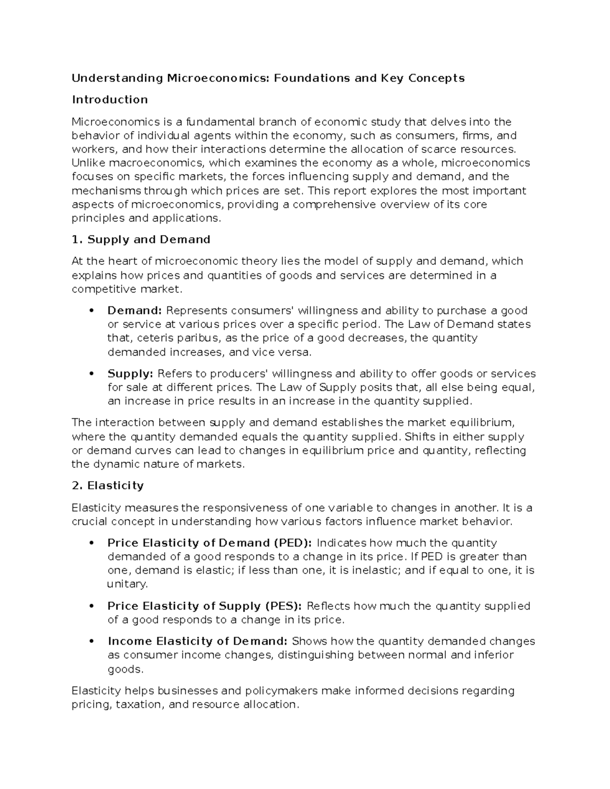 Microeconomics Overview: Foundations, Key Concepts, and Applications ...