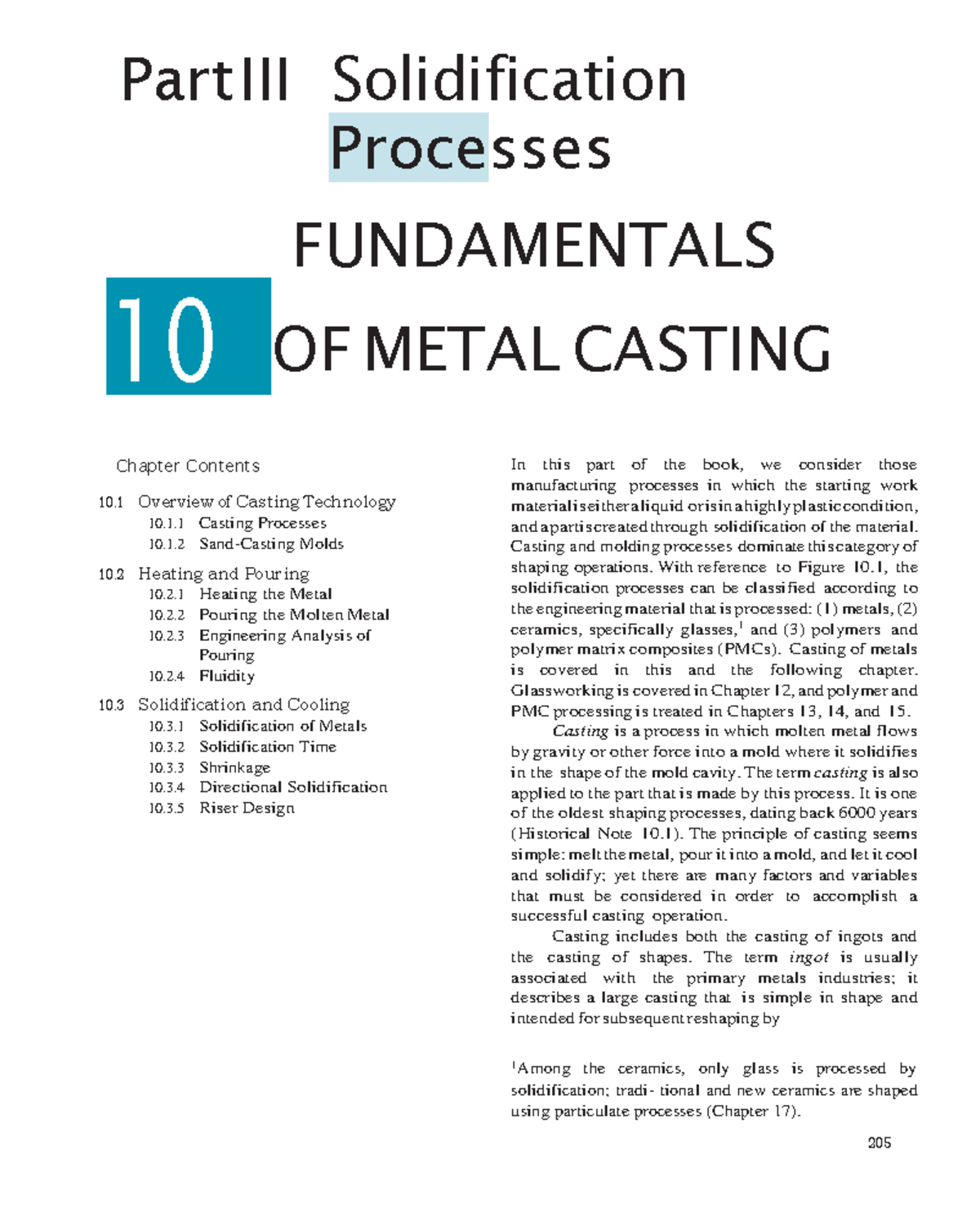 Chapter 10: Fundamentals of Metal Casting Processes (ENGR 101) - Studocu