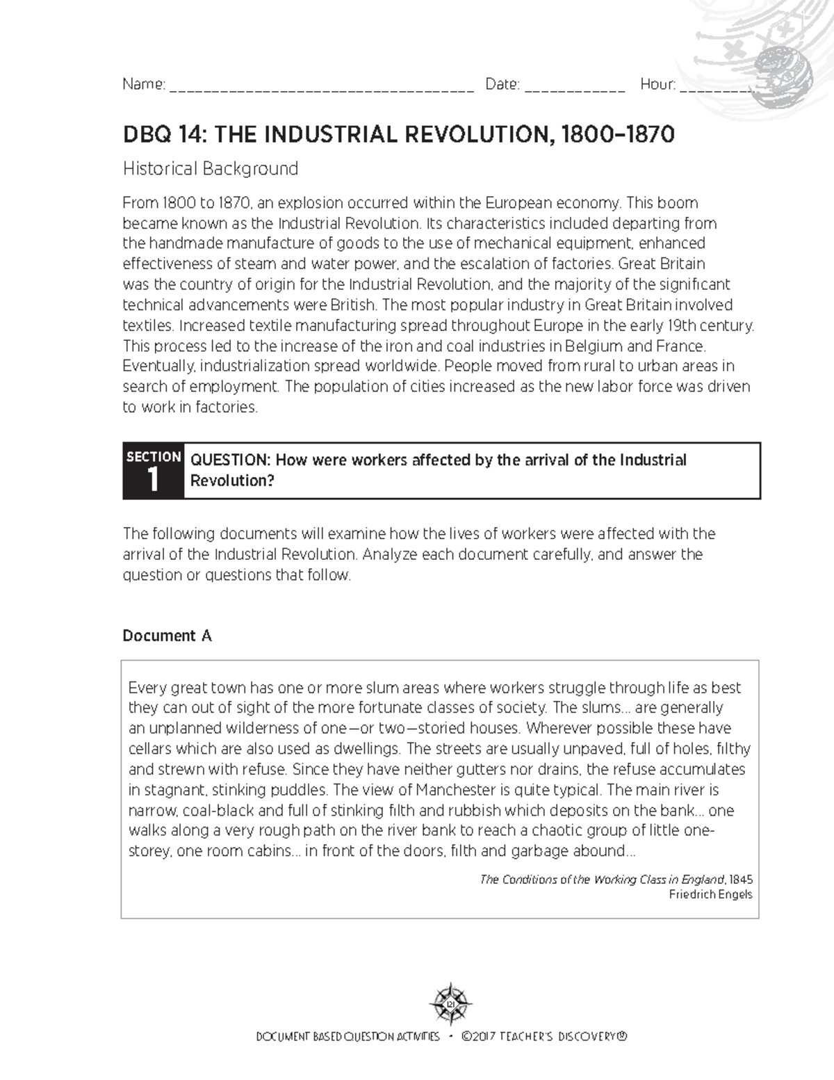 Industrial Revolution DBQ - 121 DBQ 14: THE INDUSTRIAL REVOLUTION, 1800 ...