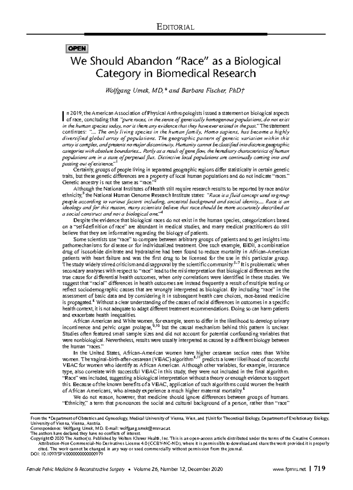 Abandoning Race as a Biological Category in Biomedical Research - Studocu