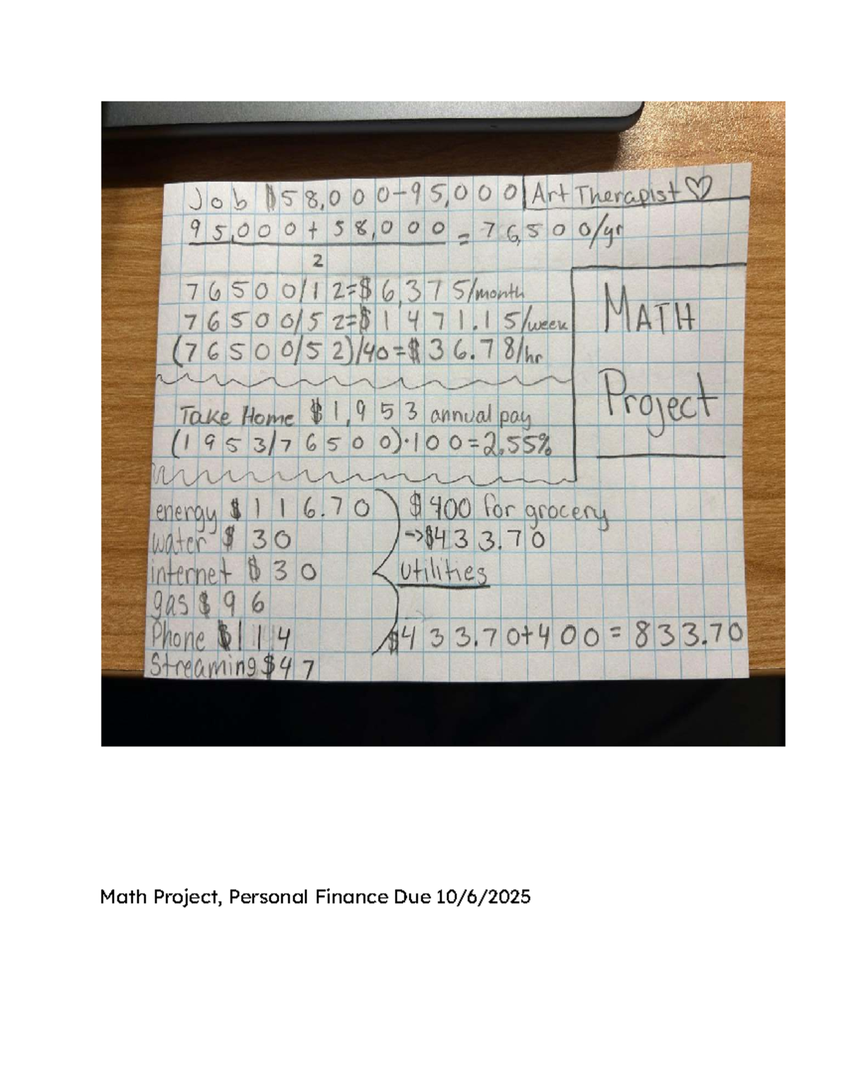 Math 101: Personal Finance Project - Budgeting & Salary Insights - Studocu