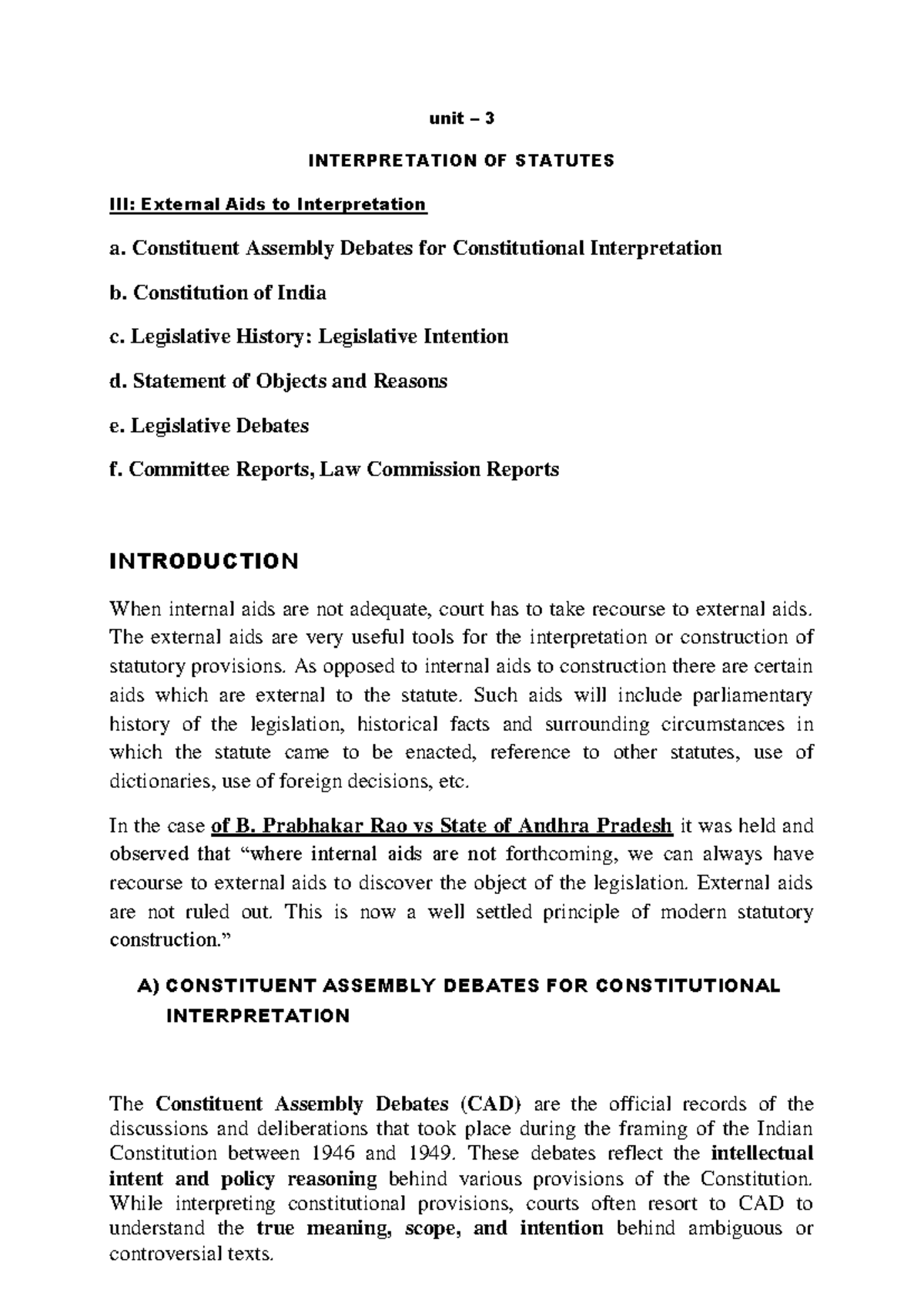 Unit 3: Interpretation of Statutes - External Aids to Interpretation ...