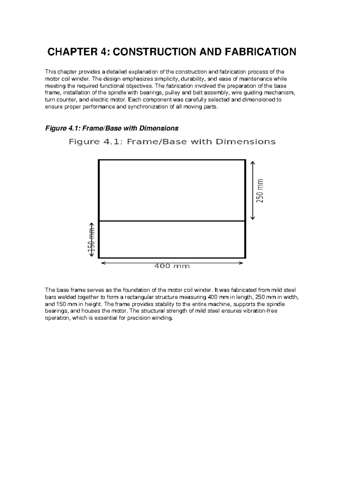 CHAPTER 4: MOTOR COIL WINDER CONSTRUCTION & FABRICATION - Studocu