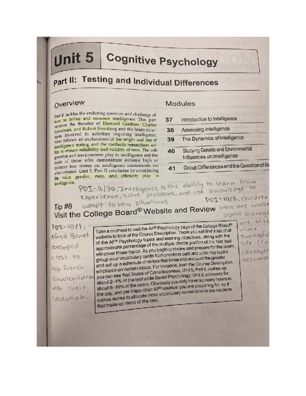 Unit 5.2: Cognitive Psychology - Intelligence Testing & Individual ...
