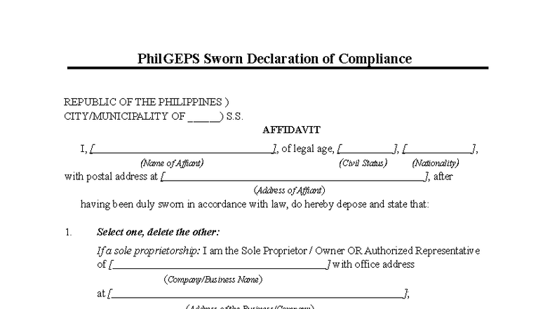 Philgeps New Format Word file - PhilGEPS Sworn Declaration of ...