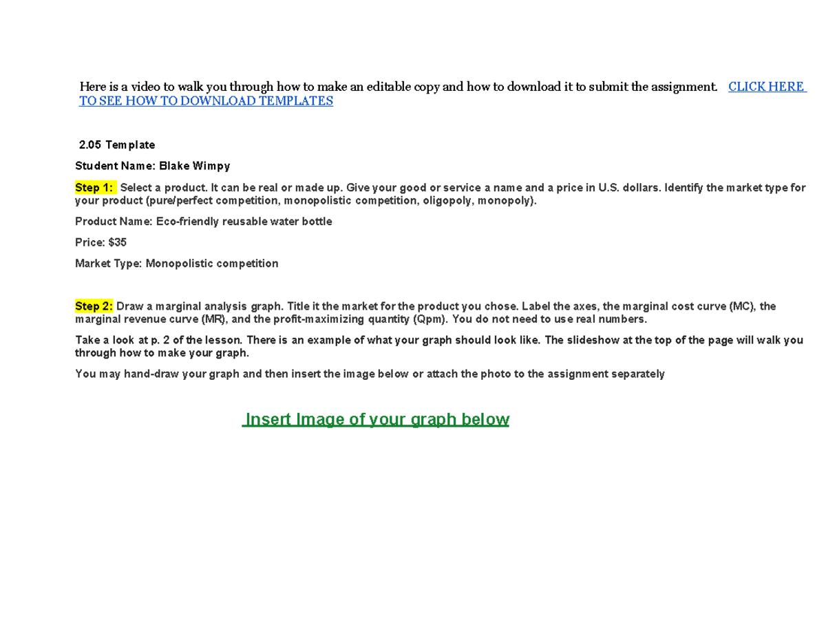 2.05 Template: Marginal Analysis for Product Assignment Guide - Studocu
