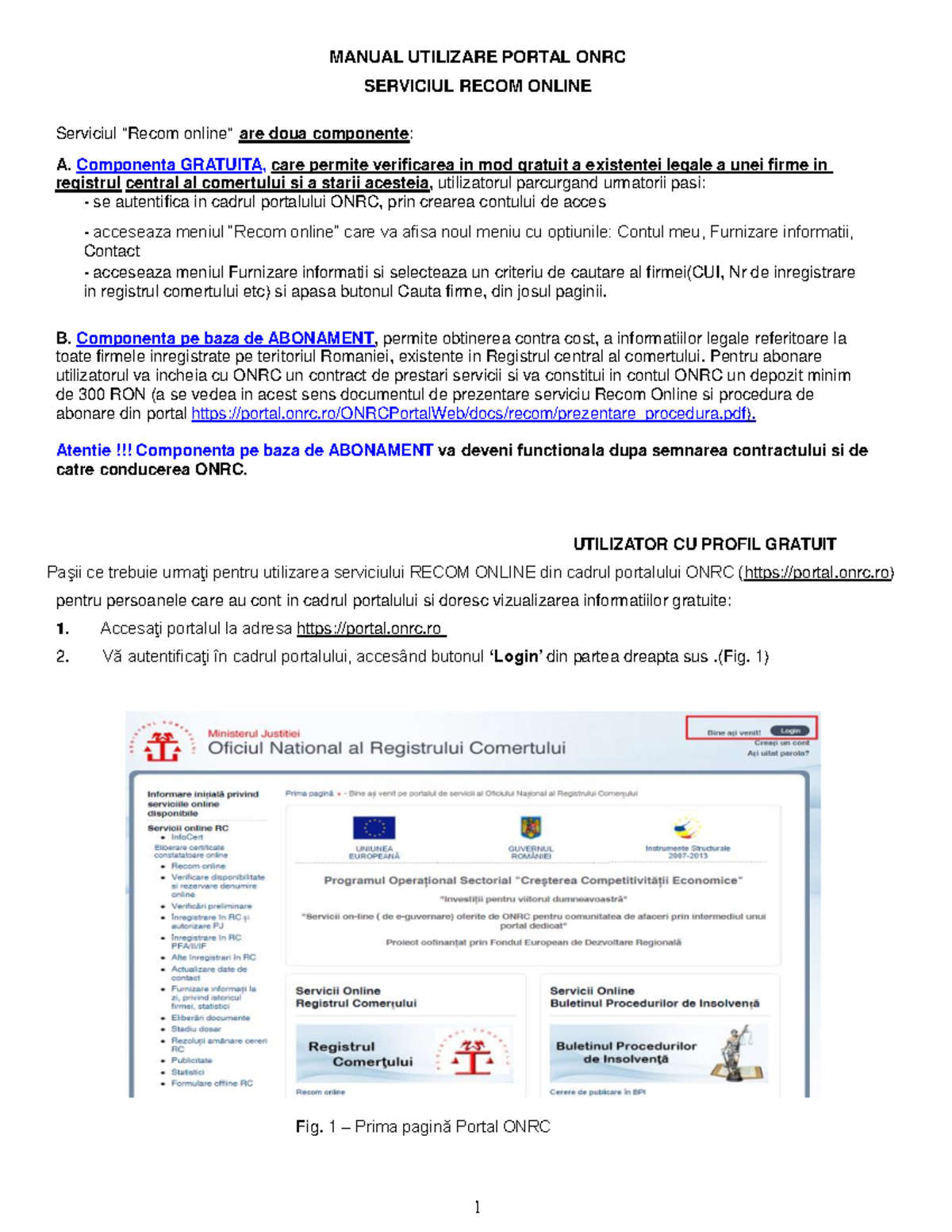 Manual utilizare serviciu Recom online portal ONRC - Ghid pas cu pas - Studocu