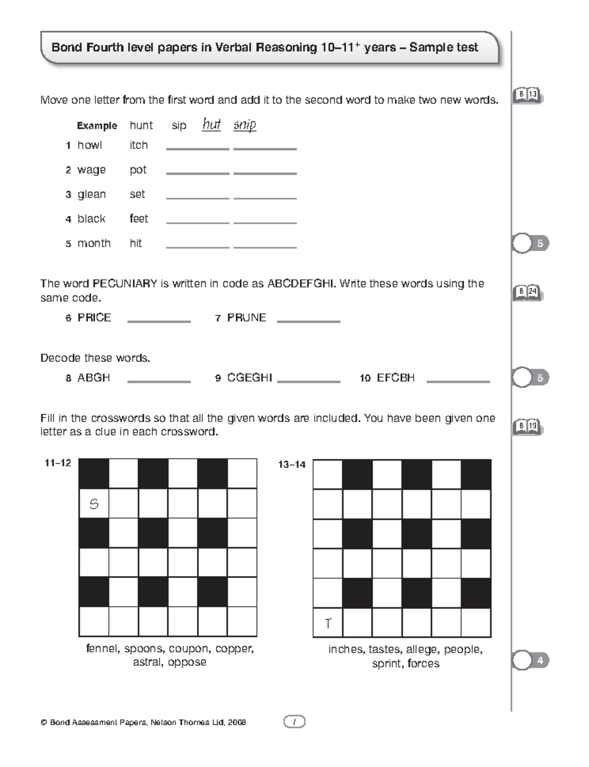 Bond 11 Plus Verbal Reasoning Sample Test Paper - Studocu