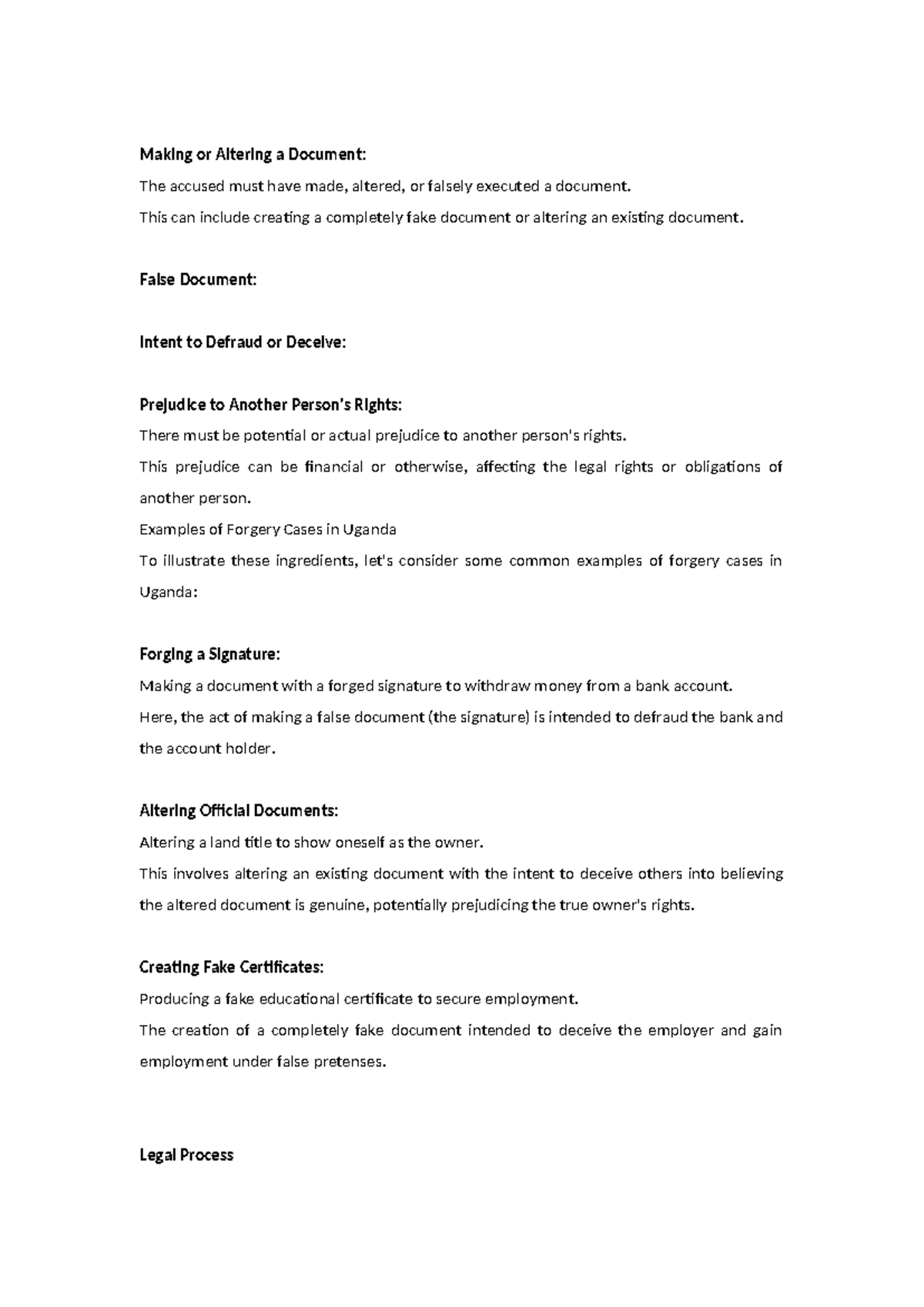 CRIM 302: Analyzing Forgery and False Document Cases in Uganda - Studocu