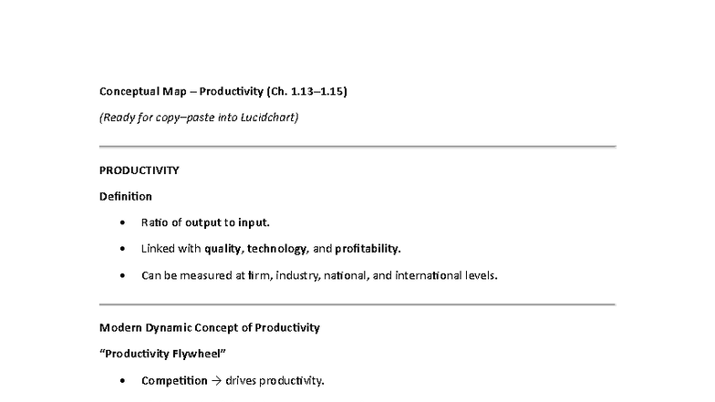 Conceptual Map on Productivity (Ch. 1) - Key Definitions & Measures ...