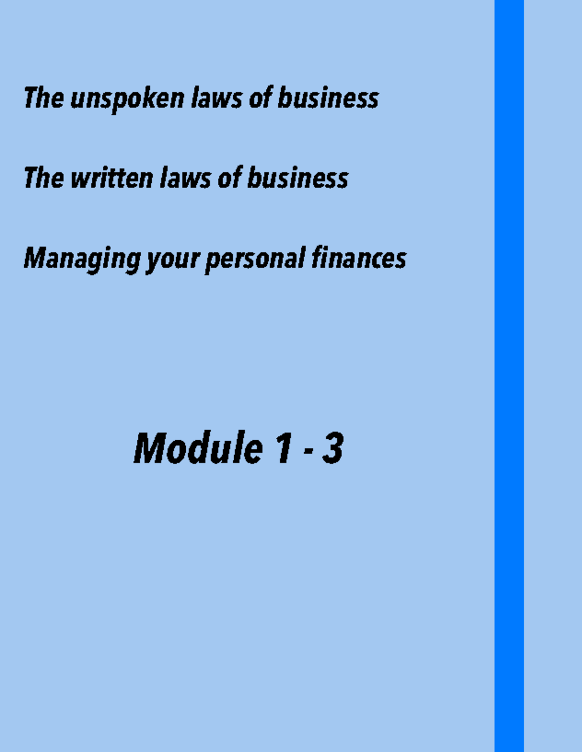 Module 1-3 Economics & Personal Finance Notes for Course ABC123 - Studocu