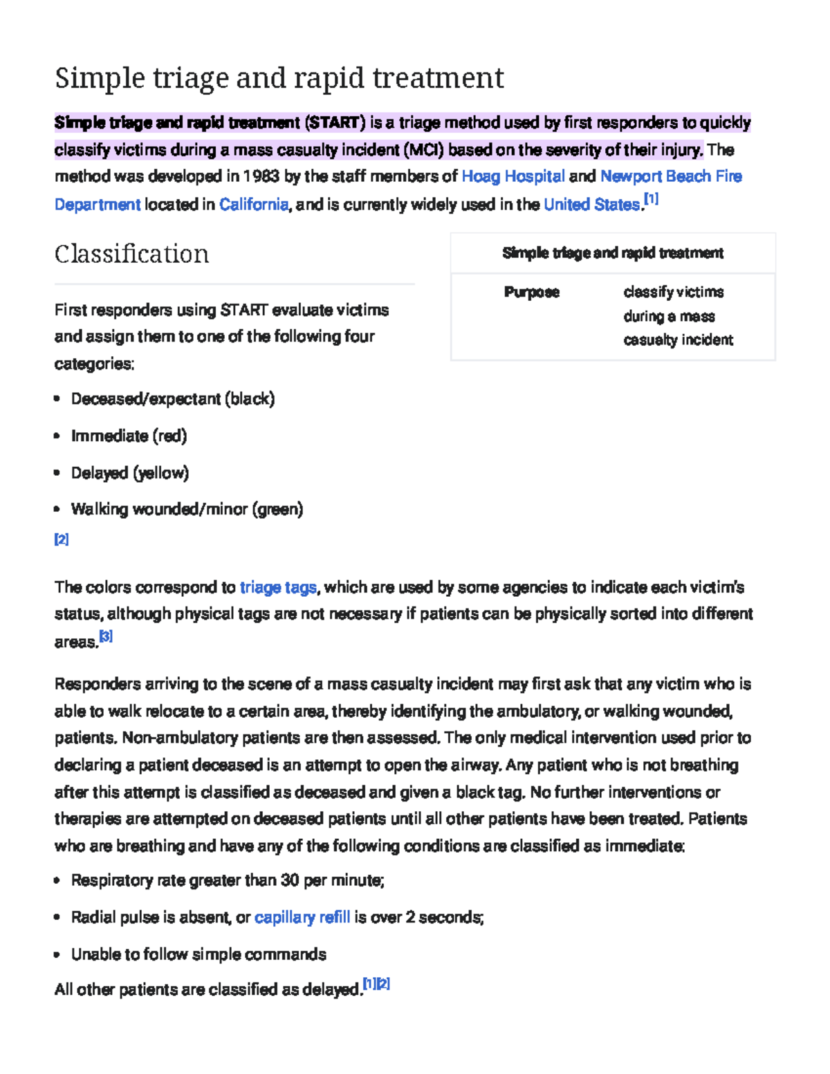 START Triage Method: Key Principles & Classifications for MCIs - Studocu