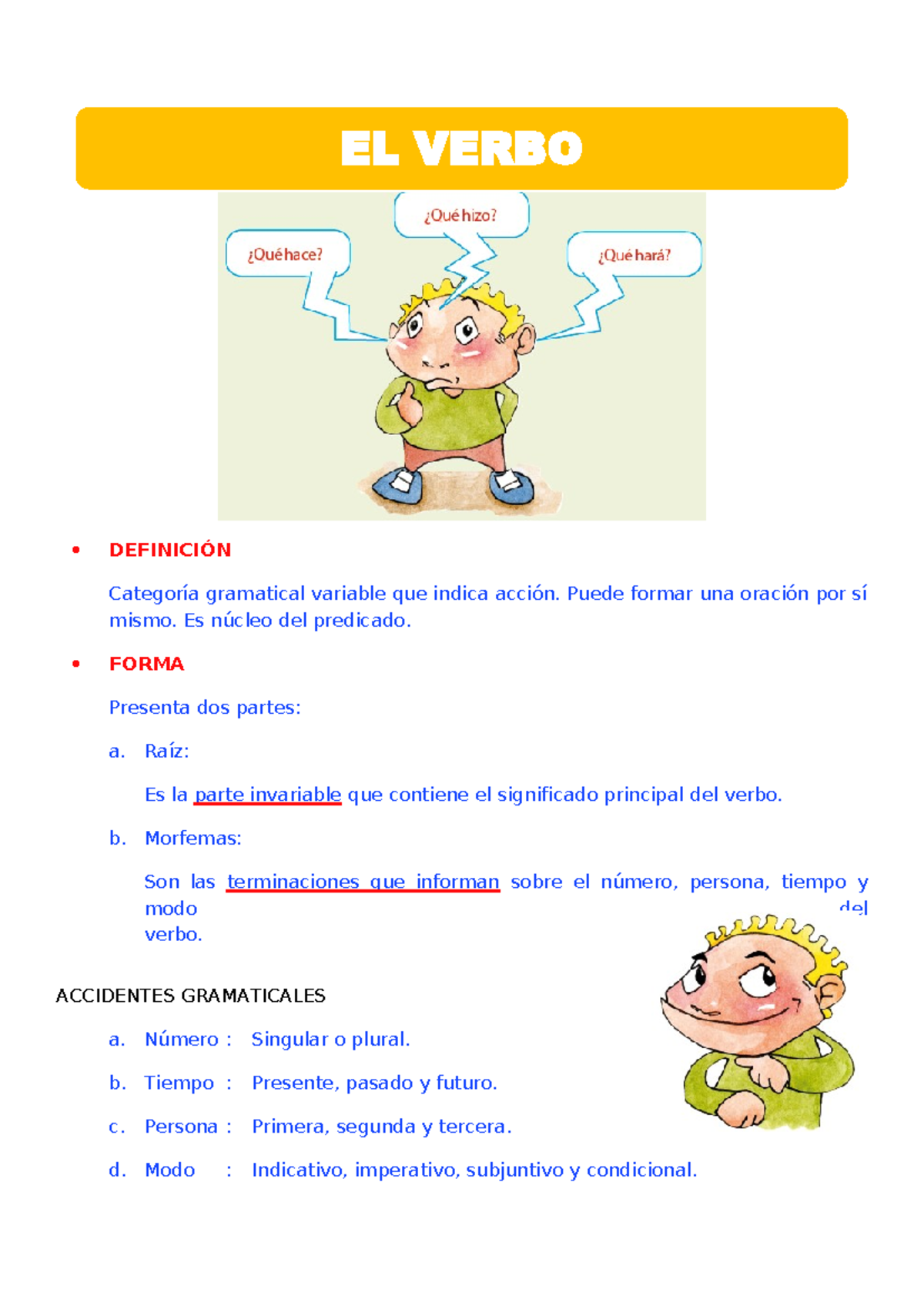 Los Verbos en Español: Definición y Actividades 6° - ACTIVIDADES SEC ...