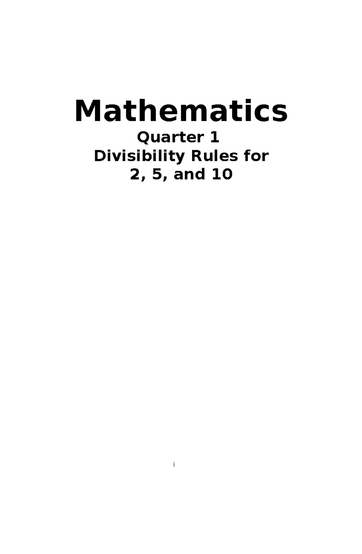 Math5 q1 -mod1 divisibility-rules-for-25-and-10 v3 - 5 Mathematics ...