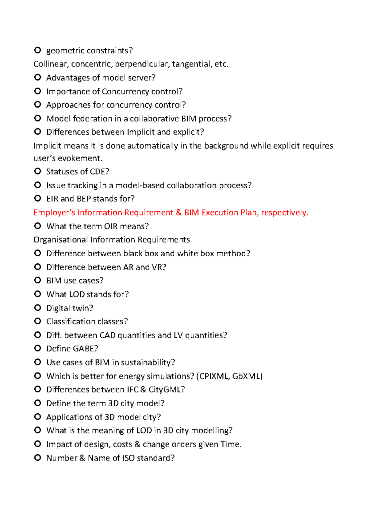 BIM Fundamentals Theory Topics: Key Concepts & Definitions - Studocu