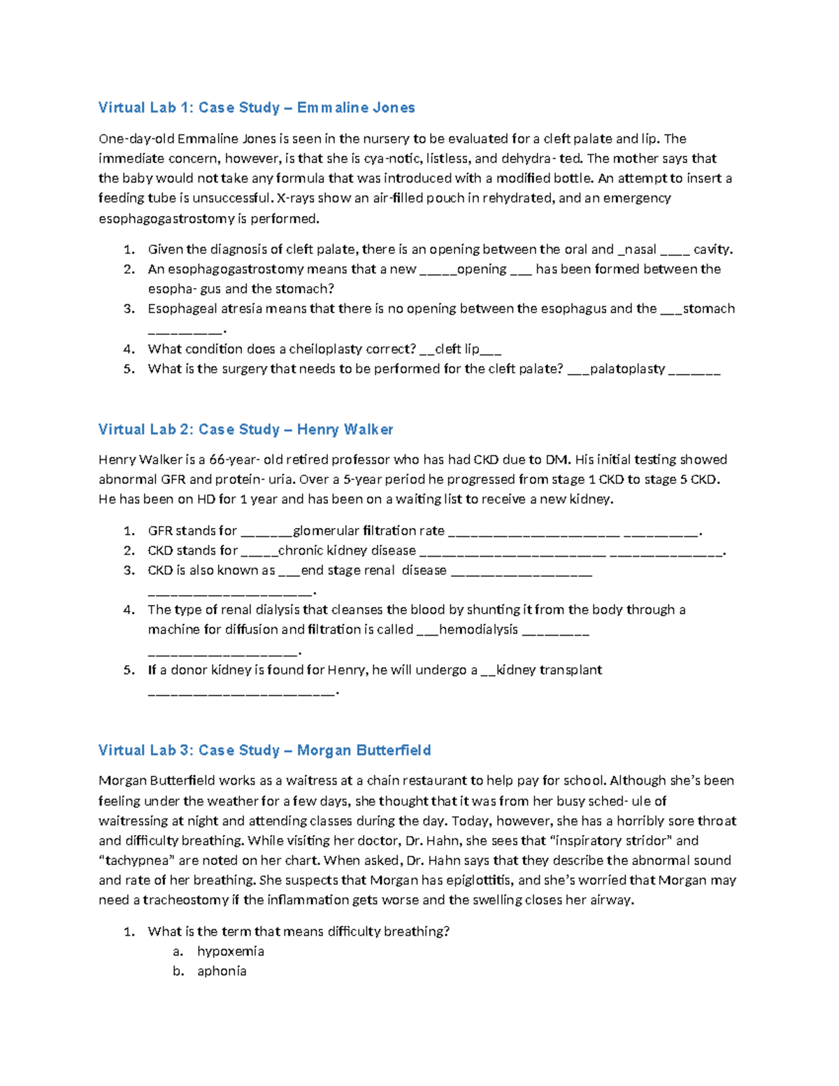 AHP105 Wk4 Virtual Lab - b jjn;jn;oj' - Virtual Lab 1: Case Study – Emmaline Jones One-day-old ...