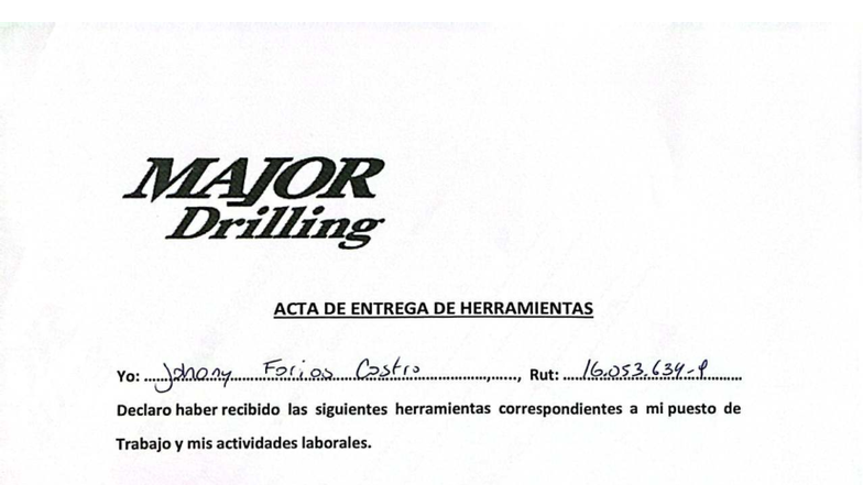 Formato de Recepción de Herramientas - MAJOR Drilling - Studocu