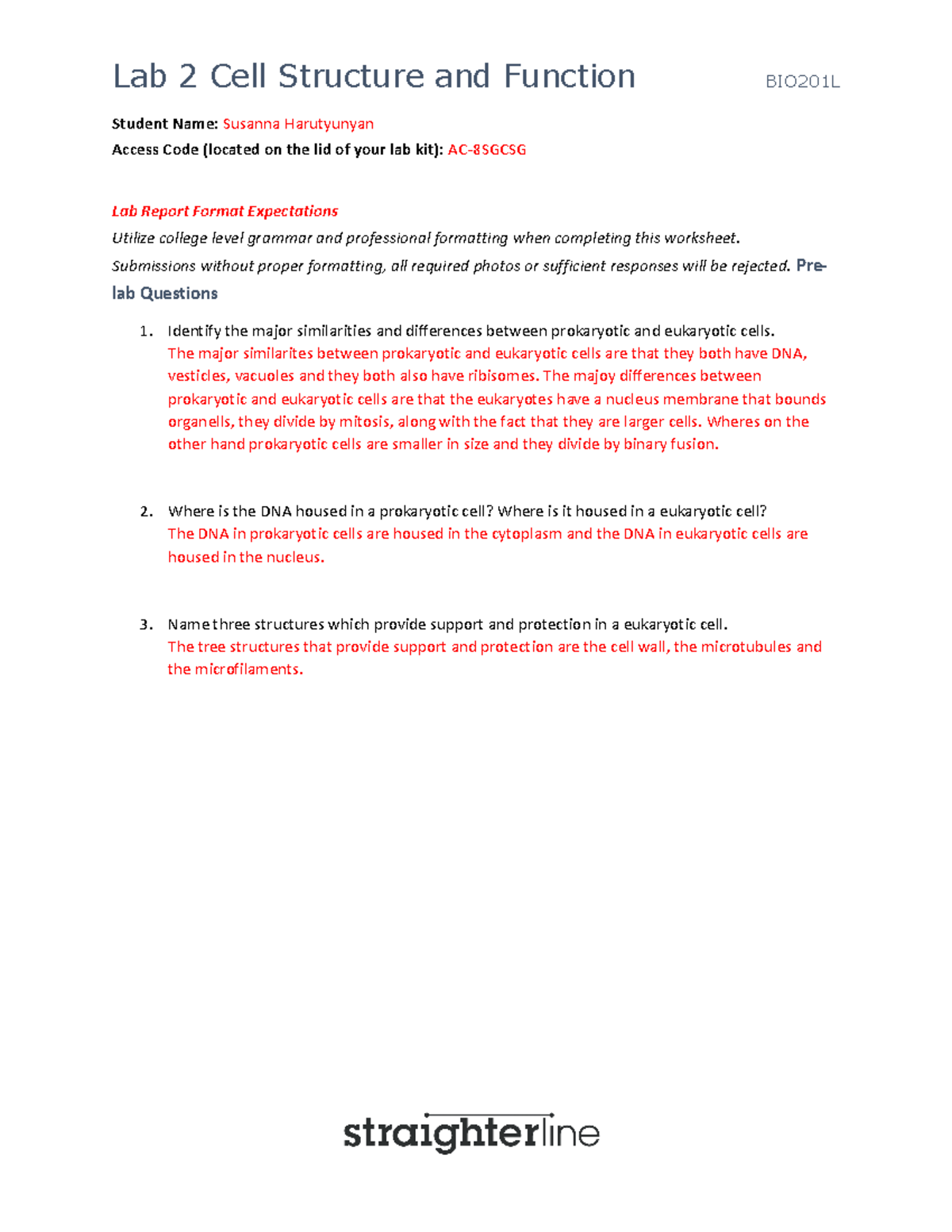 Anatomy 1 Lab 2 Report: Exploring Cell Structure and Function - Studocu