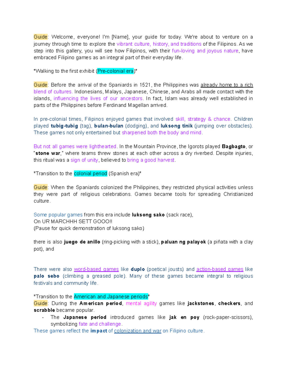 TPE - Overview of the History and Evolution of Filipino Games - Studocu