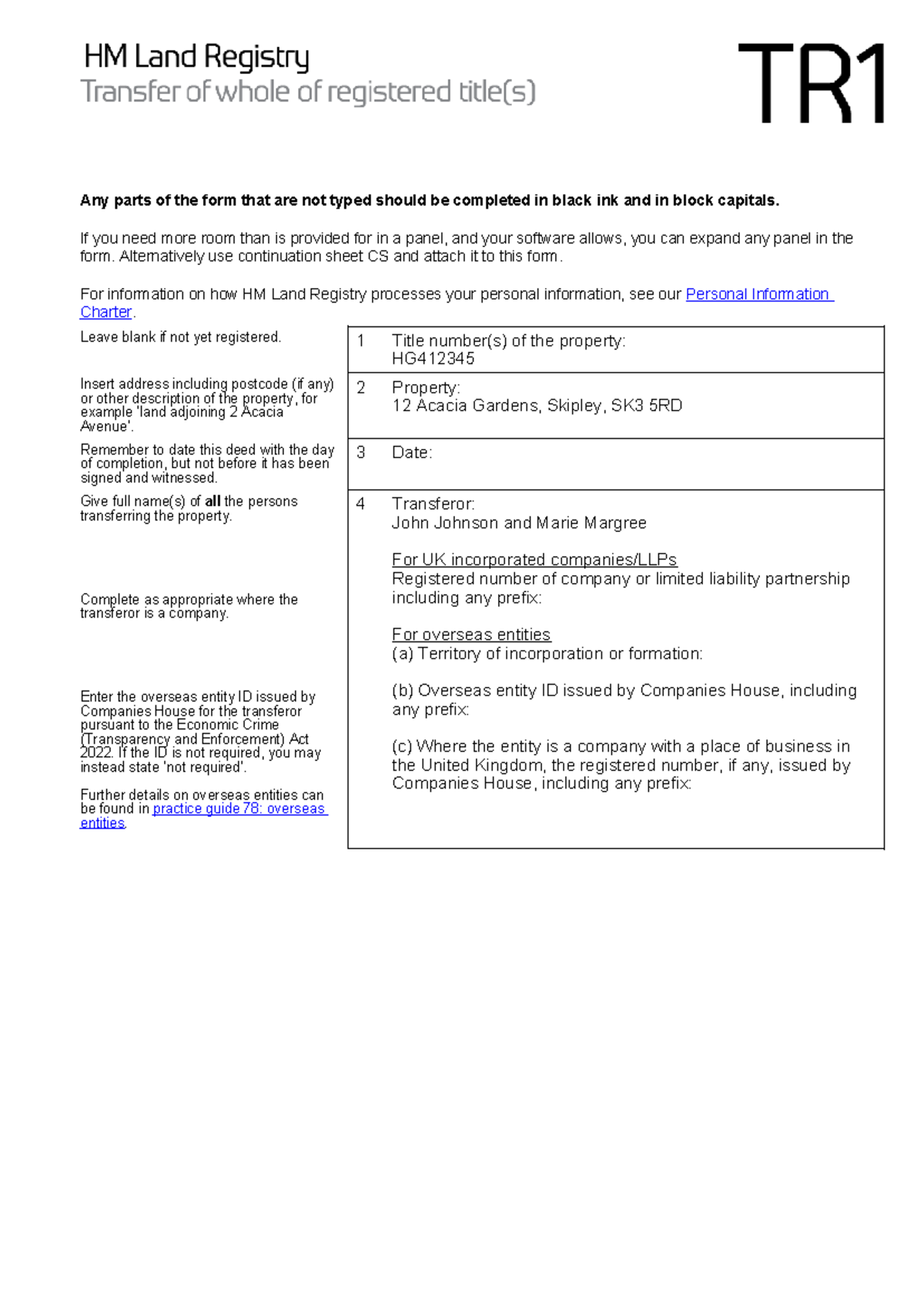 Blank TR1 - revision - Any parts of the form that are not typed should ...