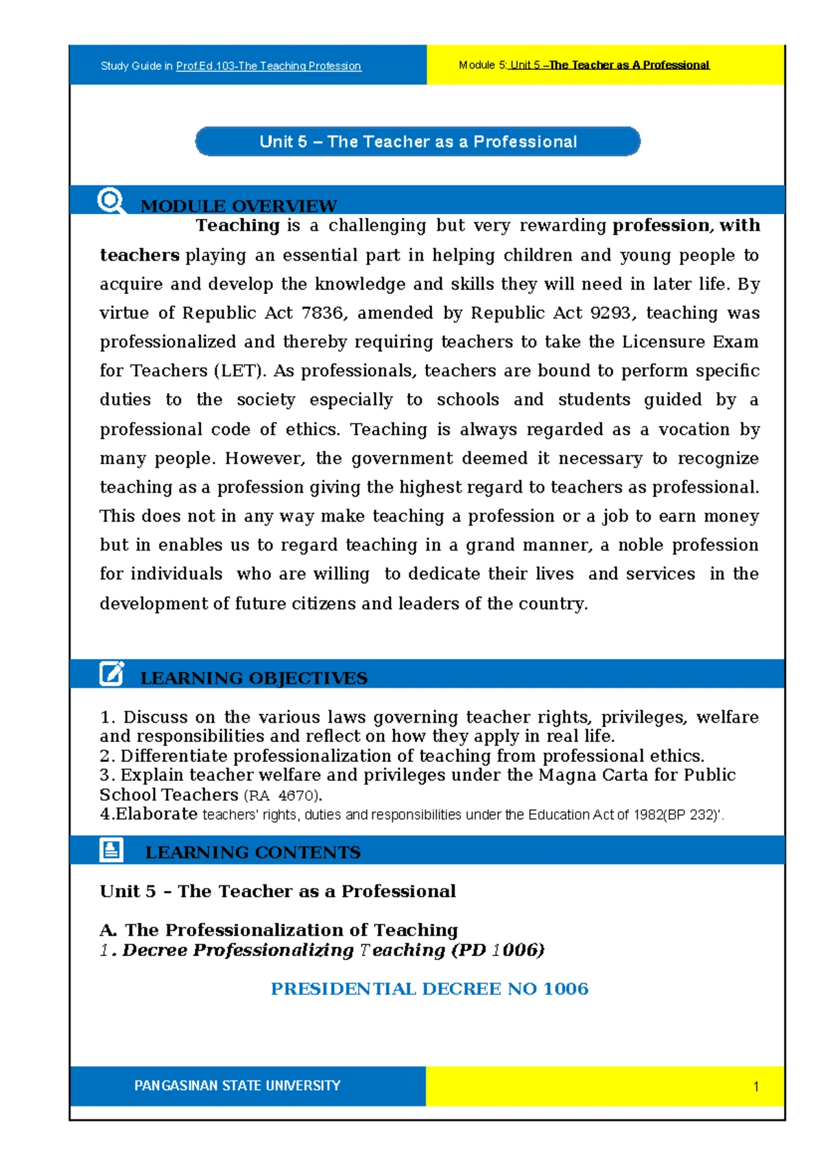 Module-2-the-teaching-profession - Study Guide in Prof.Ed-The Teaching ...