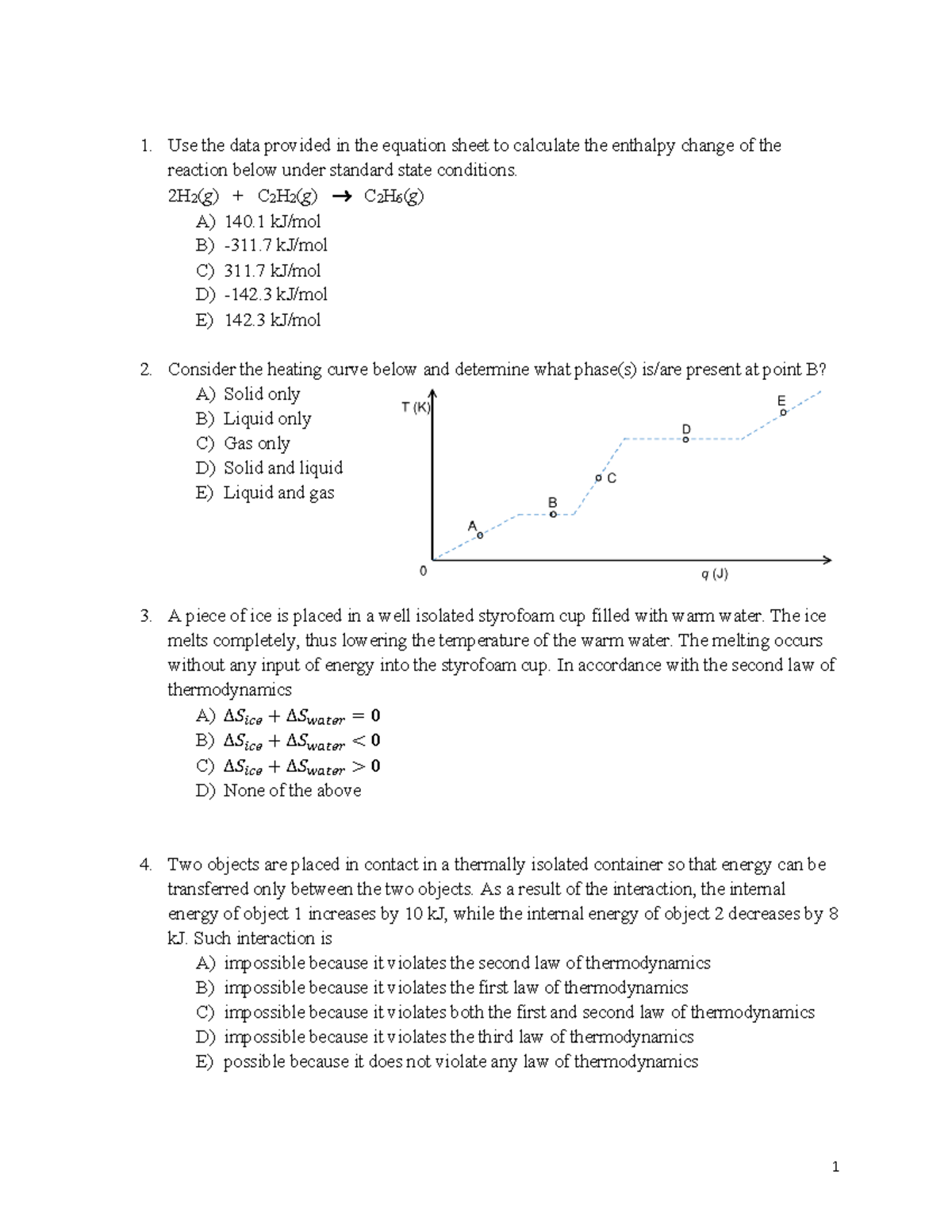 Exam I - Practice Midterm 1 Review for CHEM 128 - Studocu