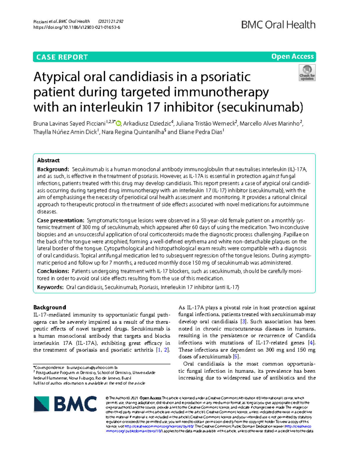 Atypical Oral Candidiasis in Psoriasis Patients on Secukinumab: A Case ...