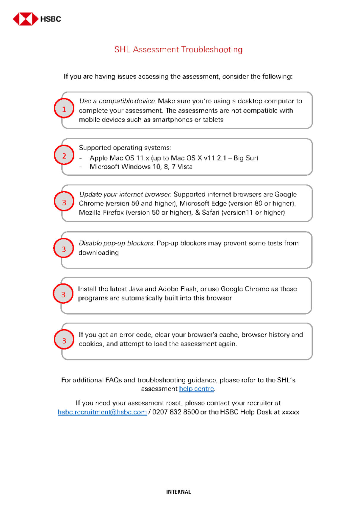 HSBC SHL Assessment Troubleshooting Guide - Studocu