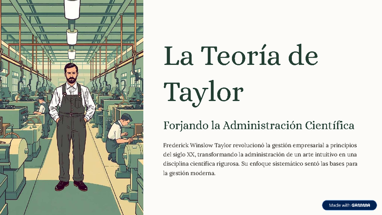 La Teoría de Taylor: Fundamentos de la Administración Científica - Studocu