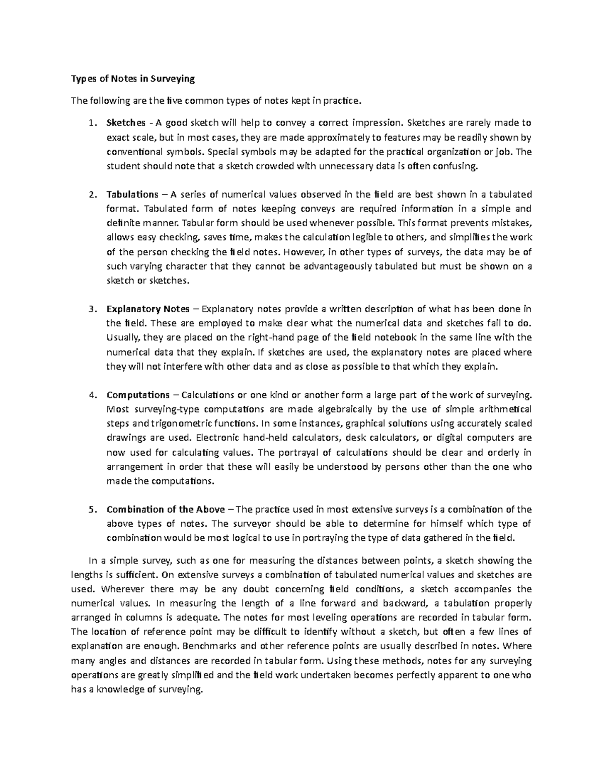 Surveying Notes: Key Types and Essential Documentation - Studocu