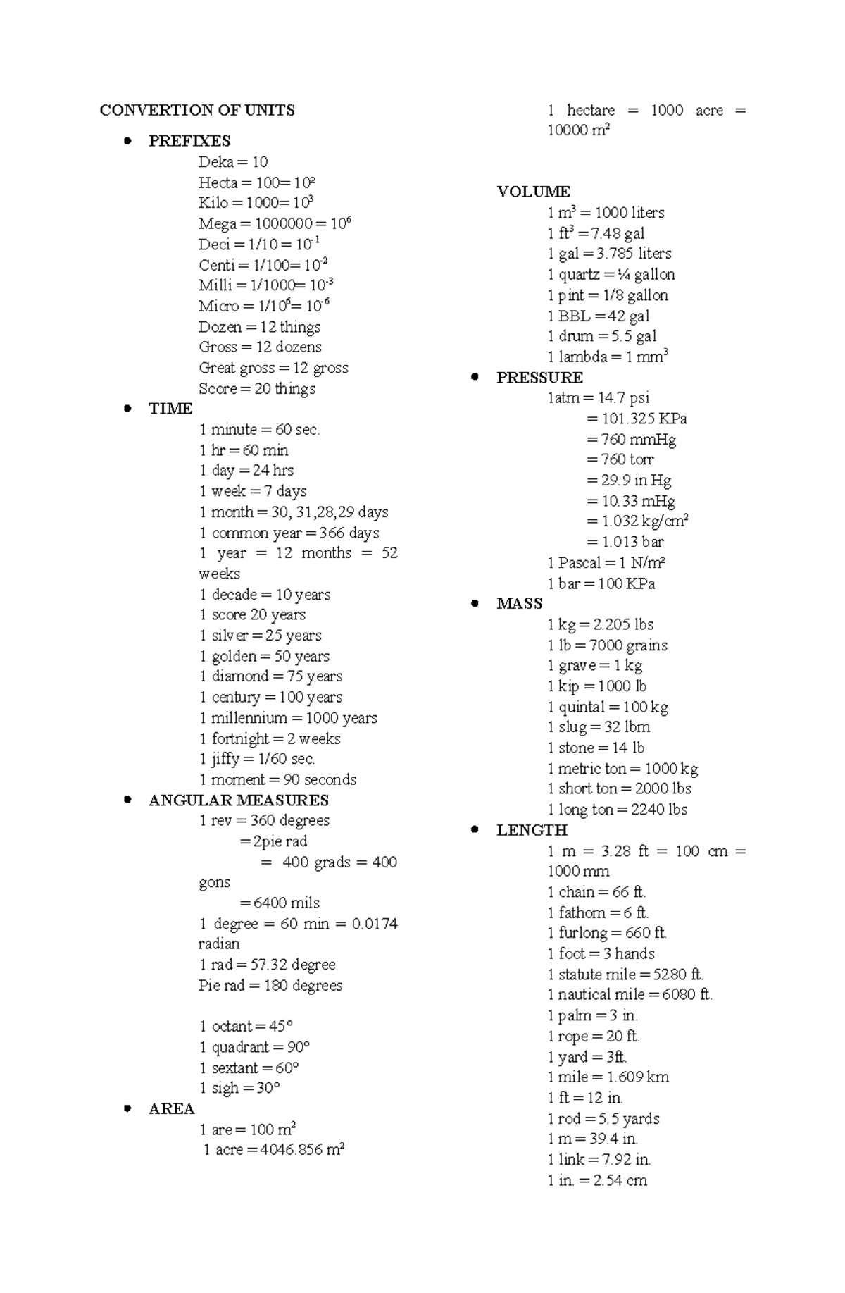 Conversion OF Units 2 - ... - CONVERTION OF UNITS PREFIXES Deka = 10 ...