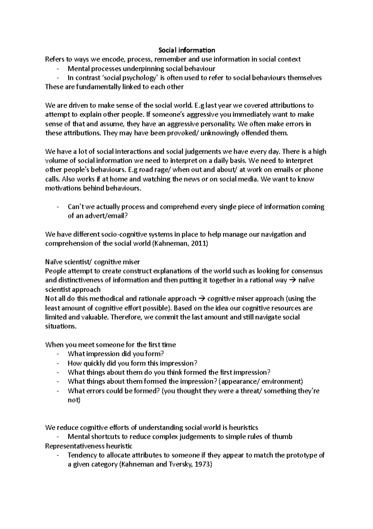 Social information and categorisation - Social informaion Refers to ...