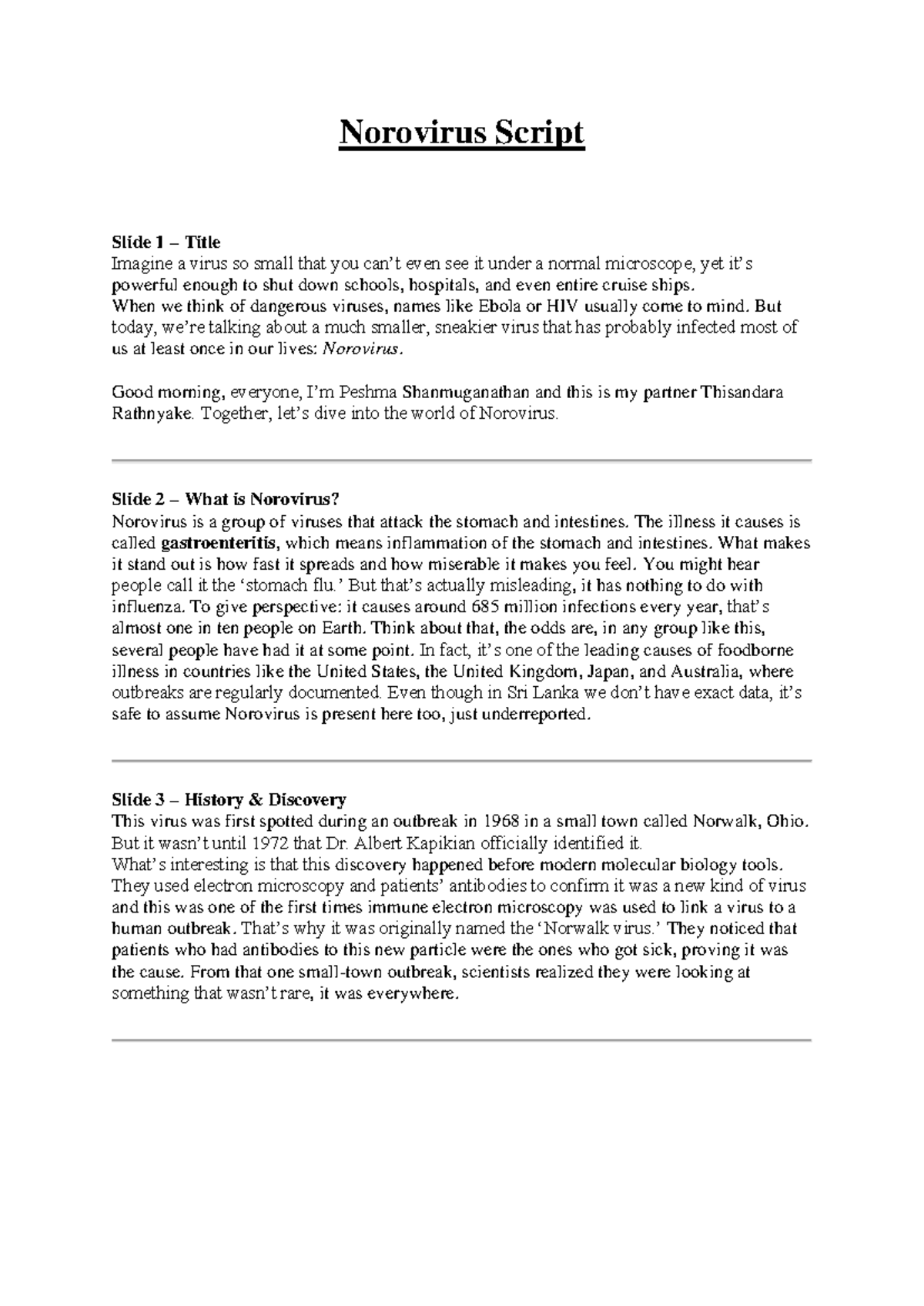 Norovirus Overview: Study Notes & Presentation Material - Studocu