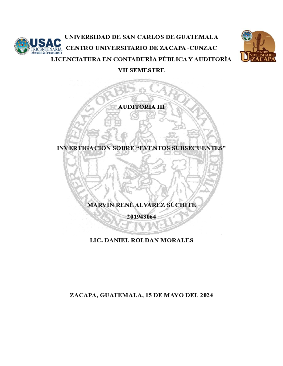 Eventos Subsecuentes en Auditoría III - CUNZAC: Análisis y ...