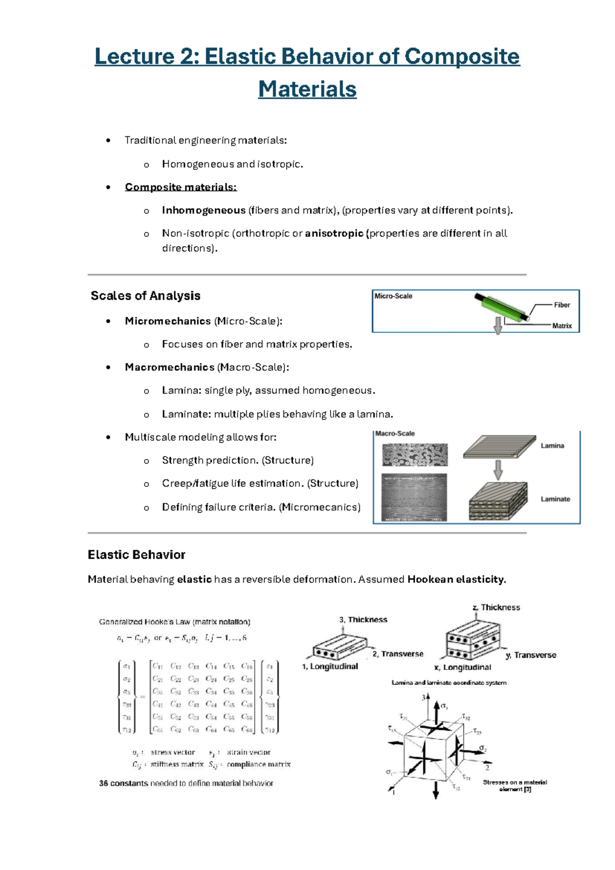 Lecture 2: Elastic Behavior in Composite Materials (ENGR 301) - Studocu