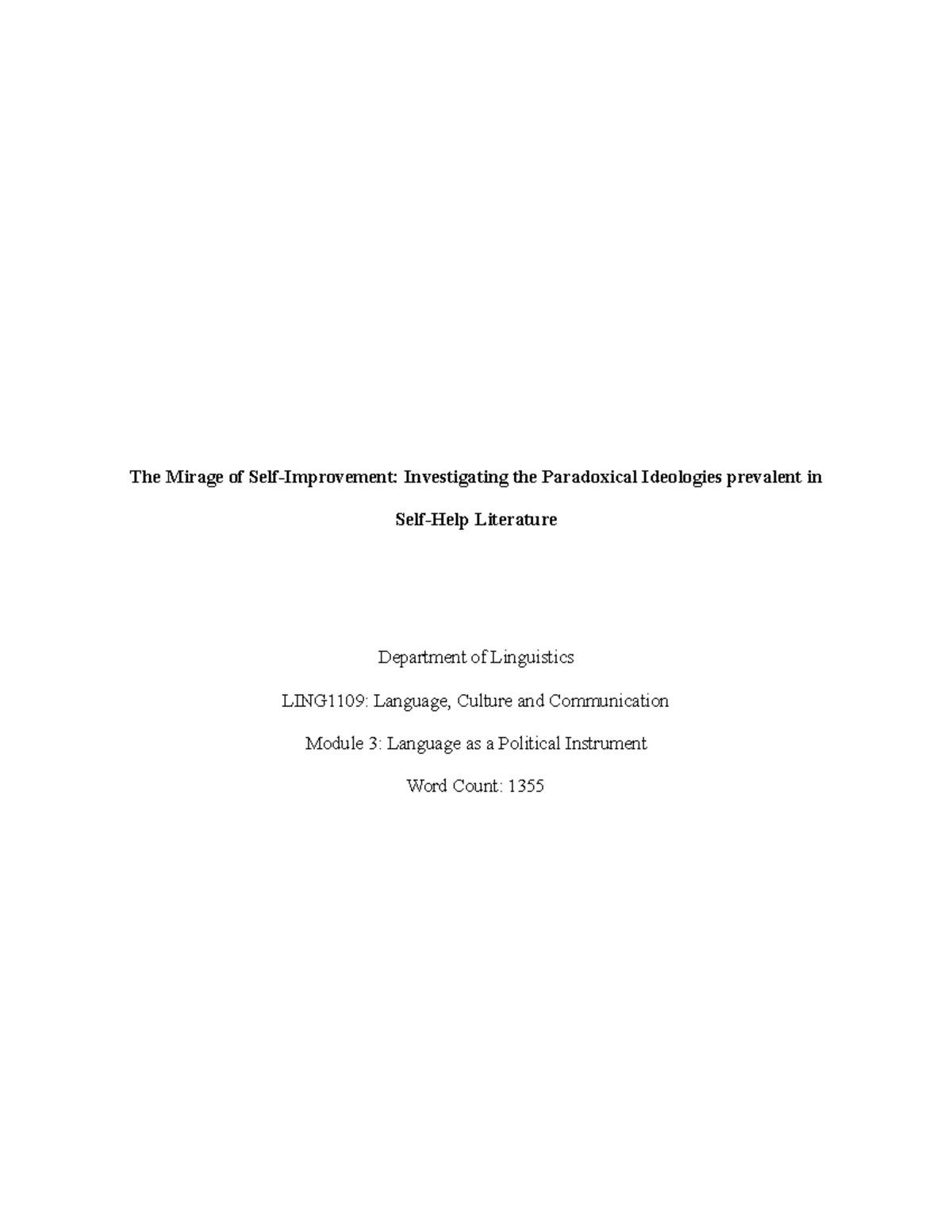 LING1109: Language as a Political Instrument in Literature Ideologies ...