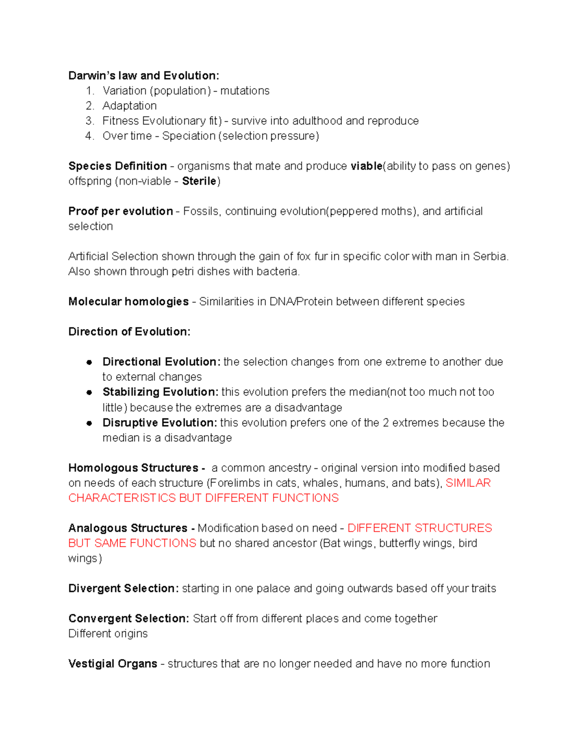 AP Unit 7: Evolutionary Biology Notes on Adaptation and Selection - Studocu