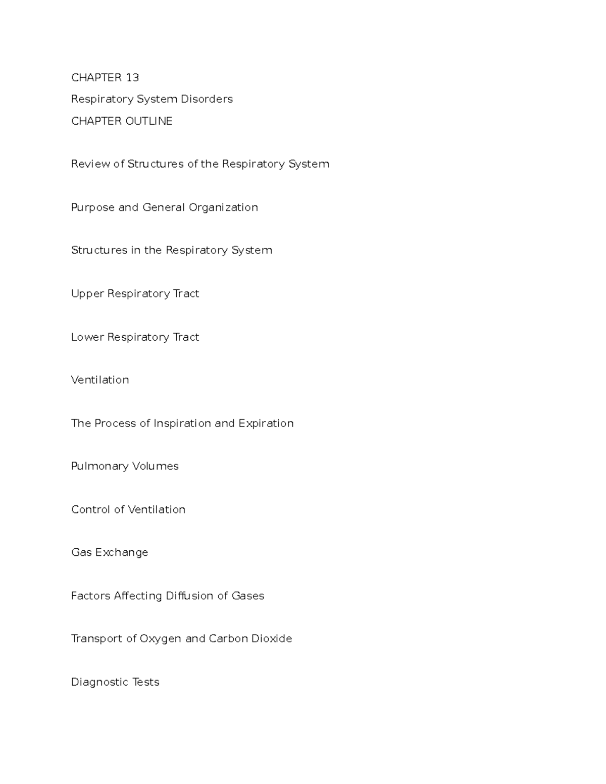 Chapter 13 - Disorders of the Respiratory System: Key Concepts and ...