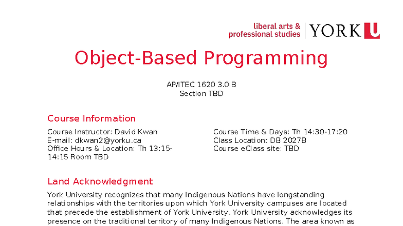 FA25 ITEC1620 3.0C Programming Course Outline and Information - Studocu