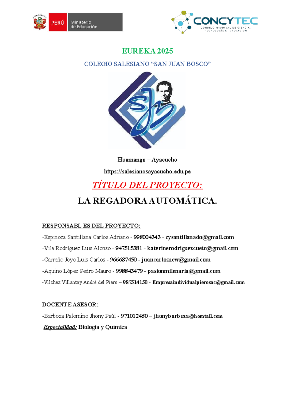 Proyecto de Regadera Automática con Sensor de Humedad - EUREKA 2025 ...