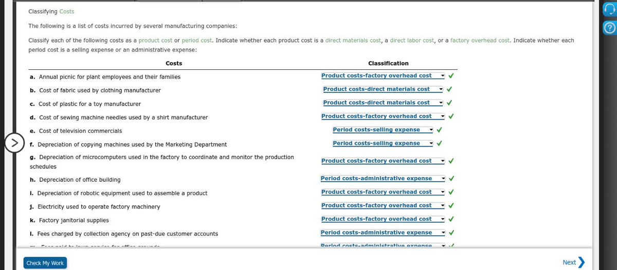 Cengage ACC 202 Cost Classification: Product vs. Period Costs Analysis ...