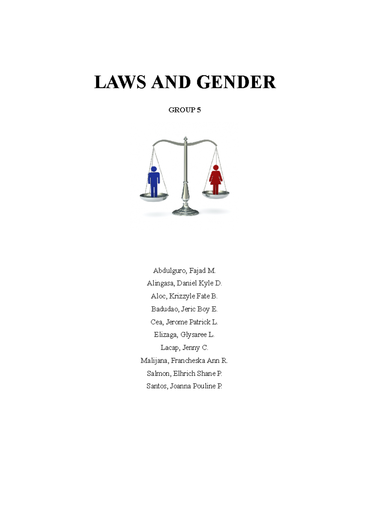 Copy-of-LAWS-AND- Gender-1 - LAWS AND GENDER GROUP 5 g Abdulguro, Fajad ...