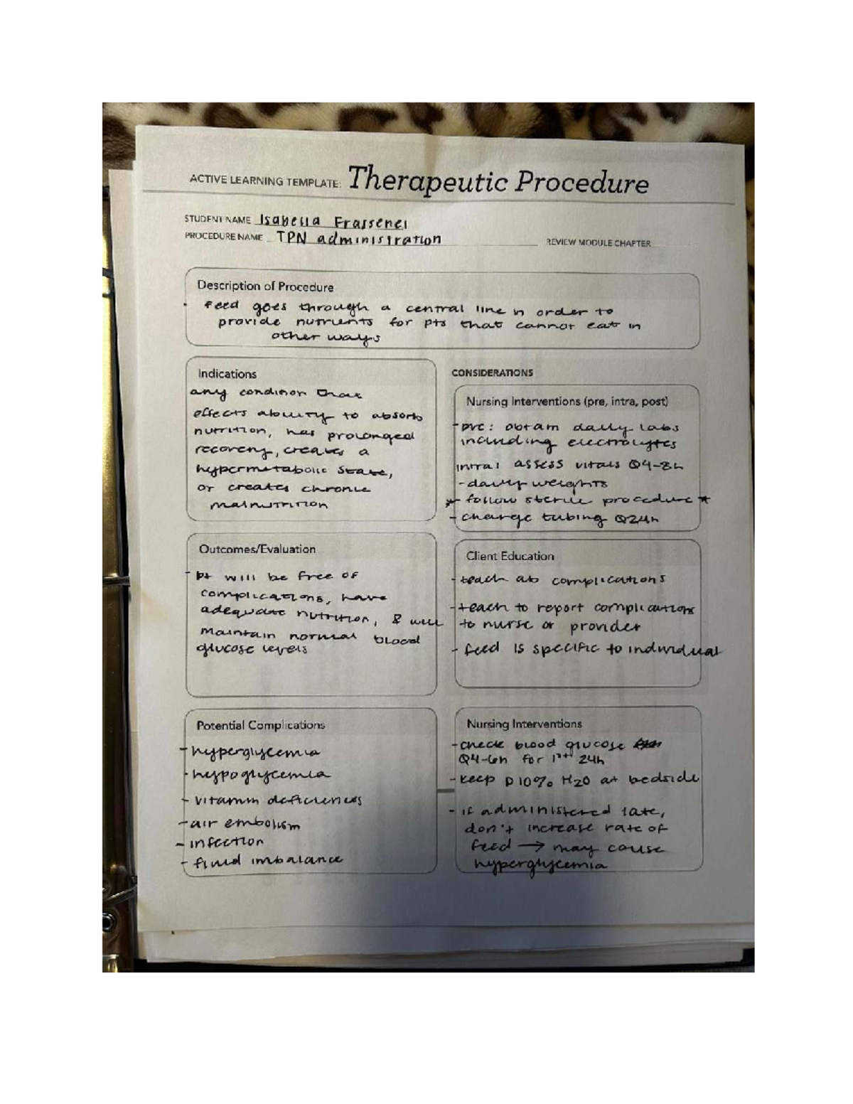 ACTIVE LEARNING TEMPLATE: TPN Administration & Related Disorders - Studocu