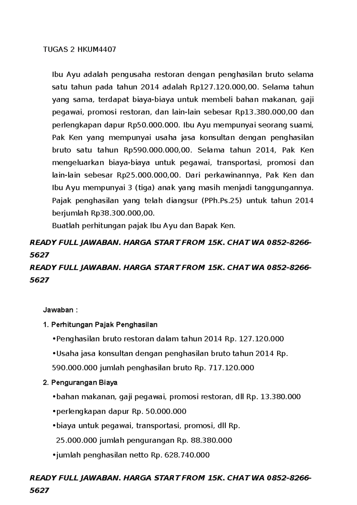 Tugas Tutorial Hukum Pajak EKSI4202 - Tugas 3 dan Jawaban Lengkap - Studocu