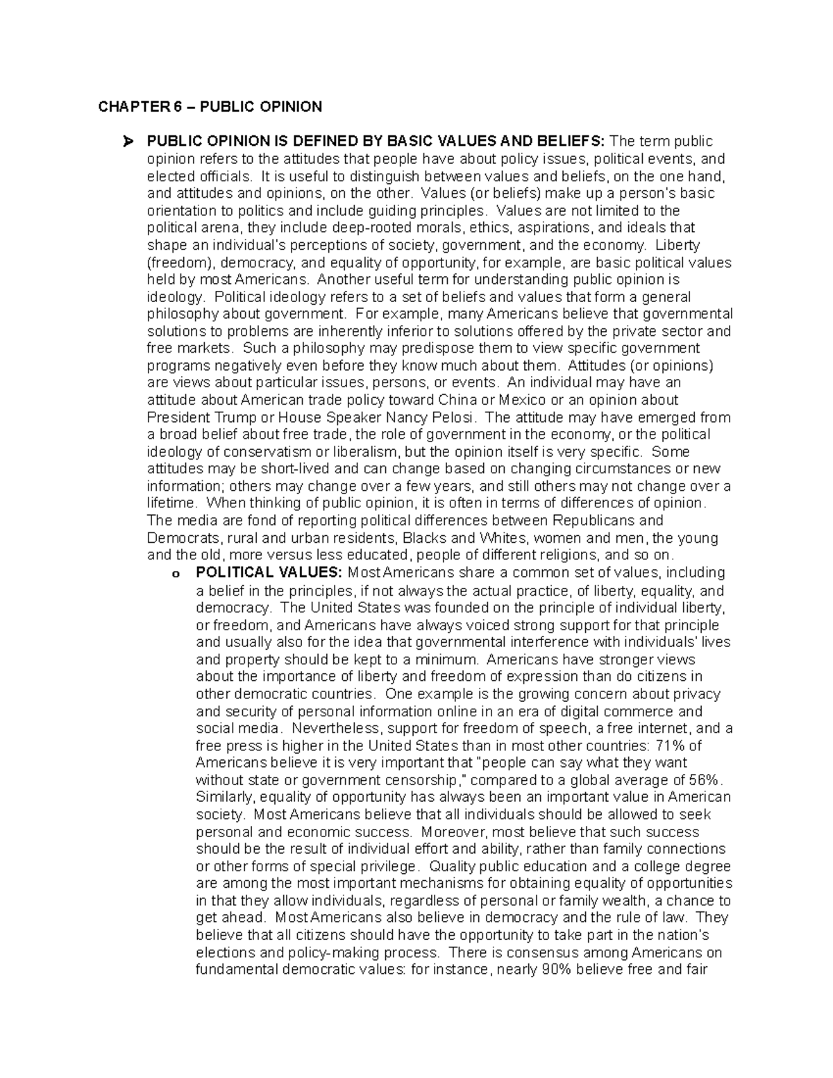 Chapter 6 Notes: Understanding Public Opinion and Political Ideologies ...